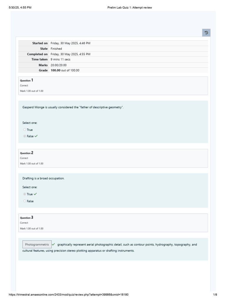 Prelim Lab Quiz 1 - Attempt Review EE | PDF | Technical Drawing