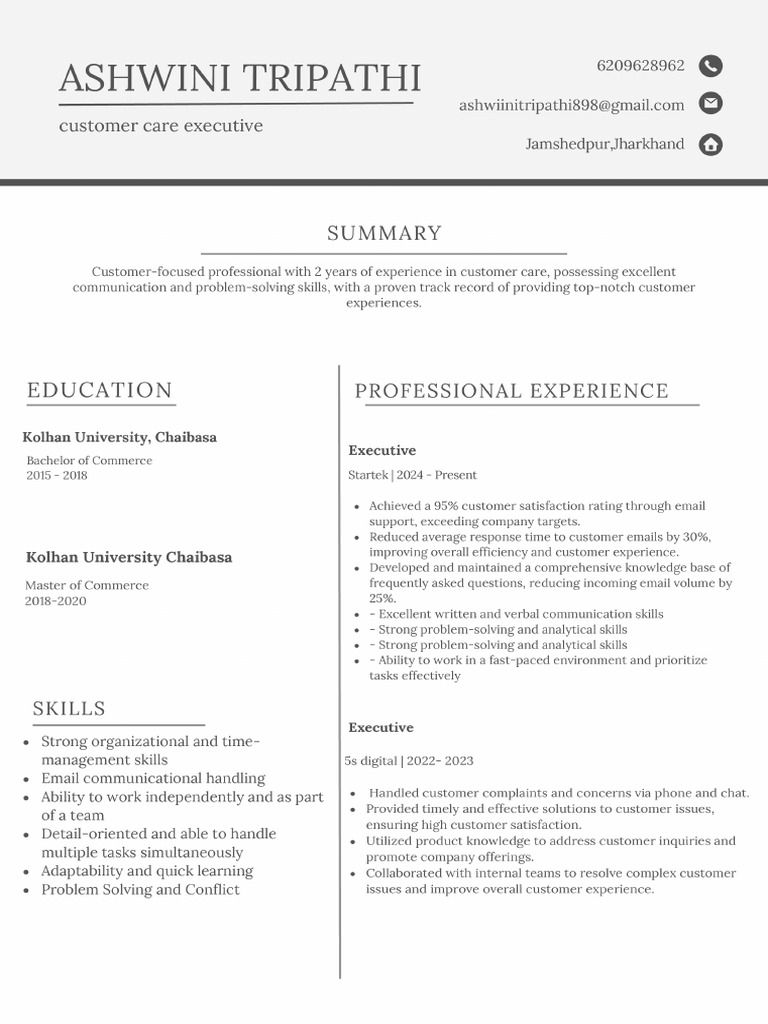 Gray and White Simple Clean Resume | PDF