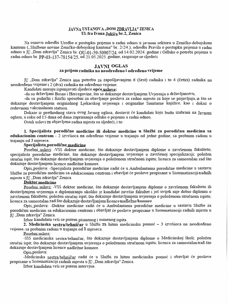 Tekst Javnog Oglasa 23.05.2025. Godine - 2305 | PDF