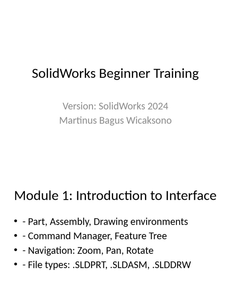 SolidWorks 2024 Beginner Training Guide | PDF