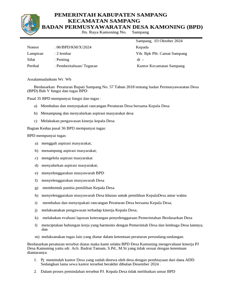 Surat BPD | PDF