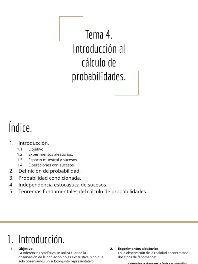 Tema 4. Introducción Al Cálculo de Probabilidades. | PDF | Teoría de probabilidad | Probabilidad