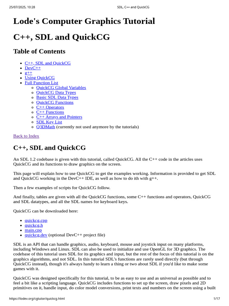 2 - SDL, C++ and QuickCG | PDF | Pointer (Computer Programming ...