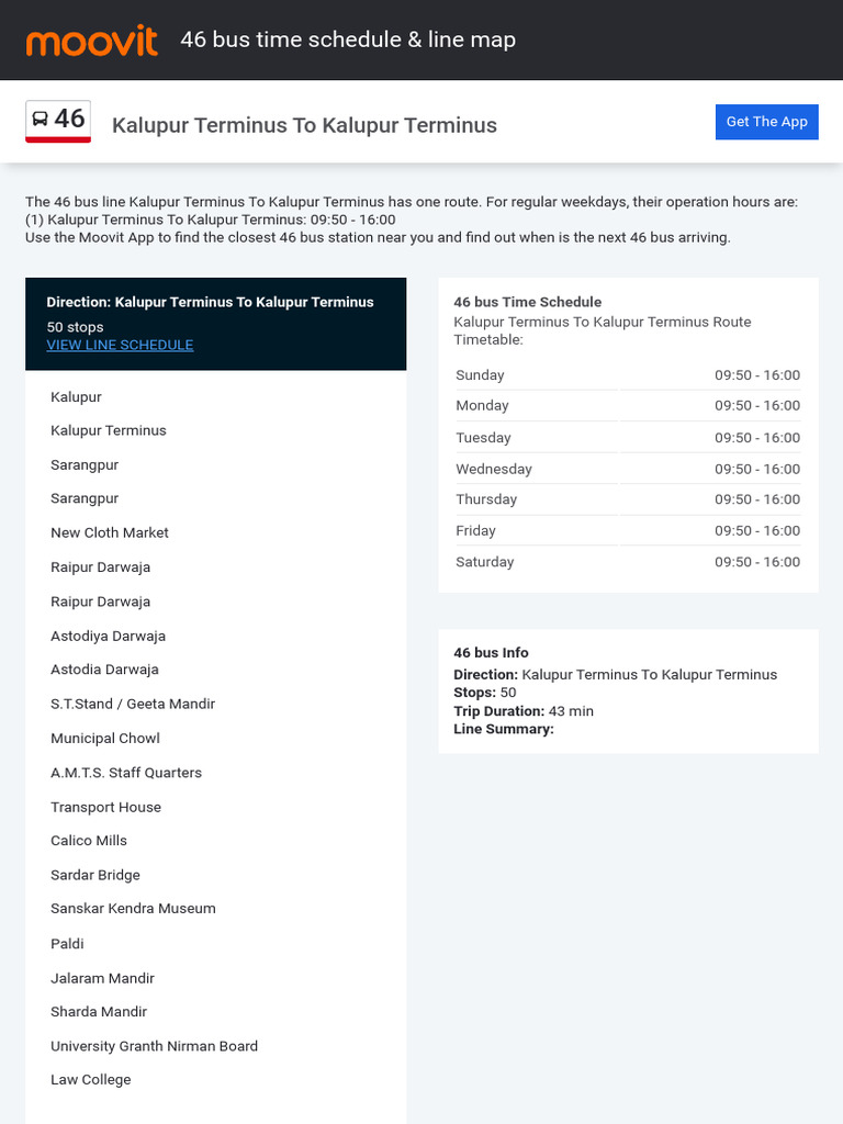Kalupur Terminus To Kalupur Terminus: 46 Bus Time Schedule & Line Map ...