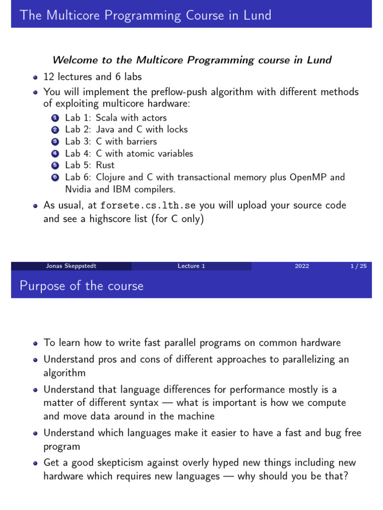 F01 - Introduction To Multicore Programming | PDF | Parallel Computing | Operating System Technology