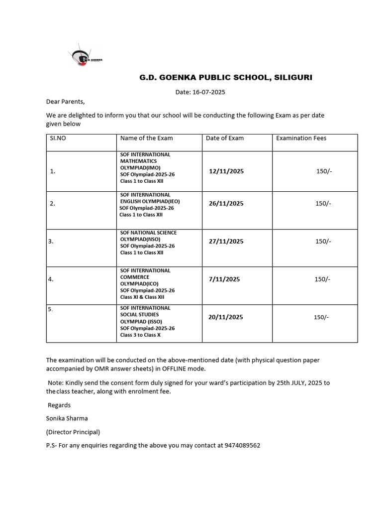Consent Form of SOF 2025-26 | PDF
