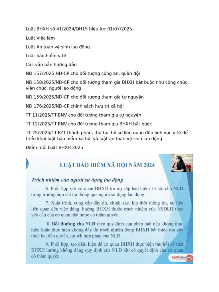 Diem Moi Luật BHXH Số 41 | PDF