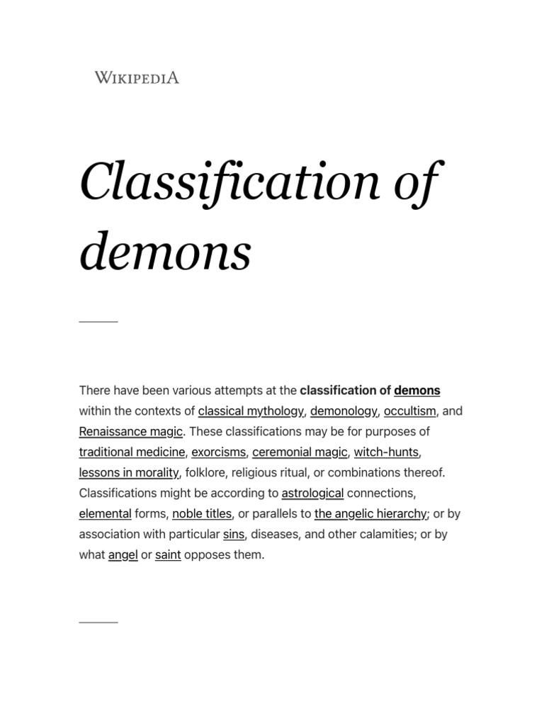 Demon Classifications Overview | PDF | Demons