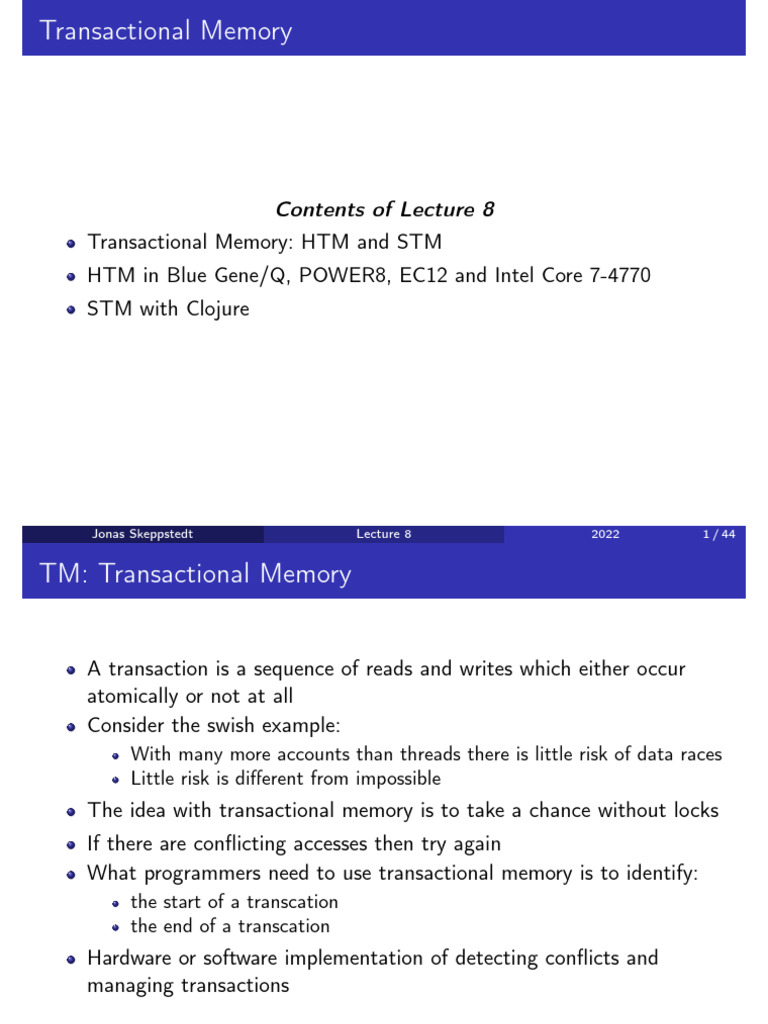 F08 - Transactional Memory in Clojure and C | PDF | Cpu Cache | Central ...