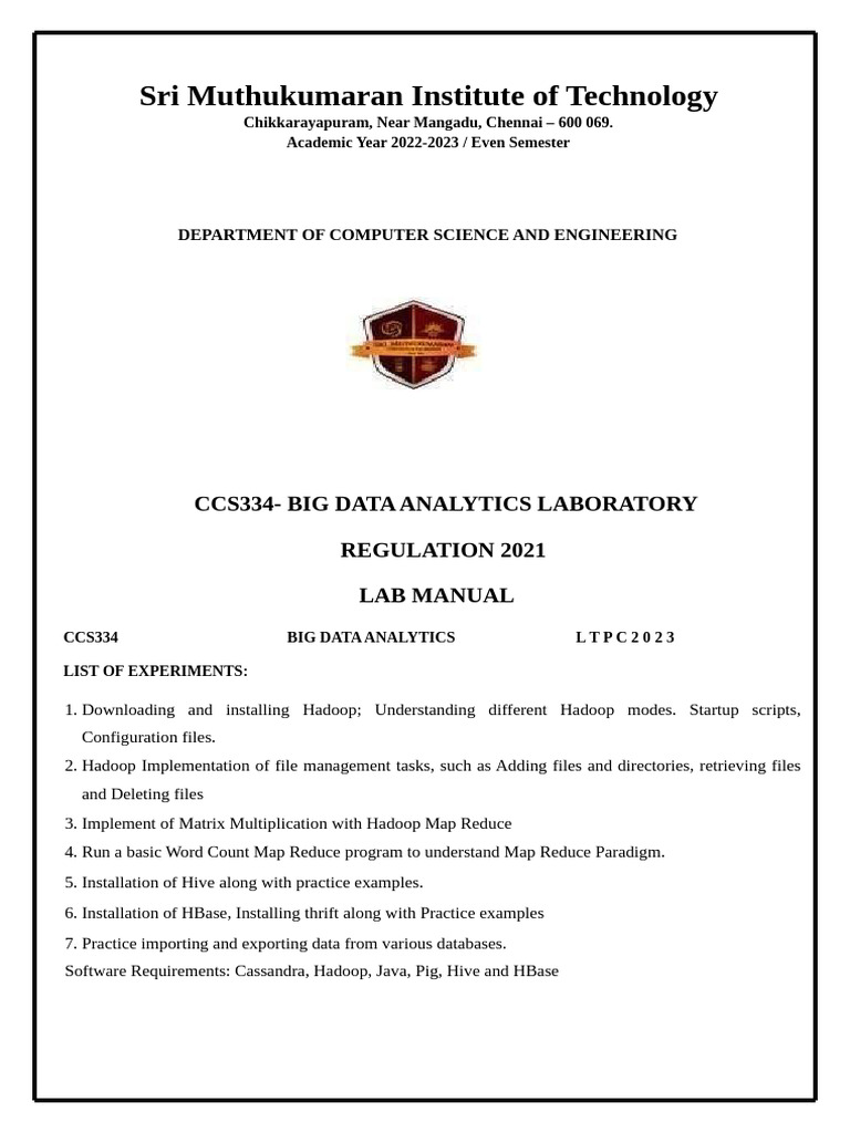 Bda Lab Manual Print 3.6.24 | PDF | Apache Hadoop | Map Reduce