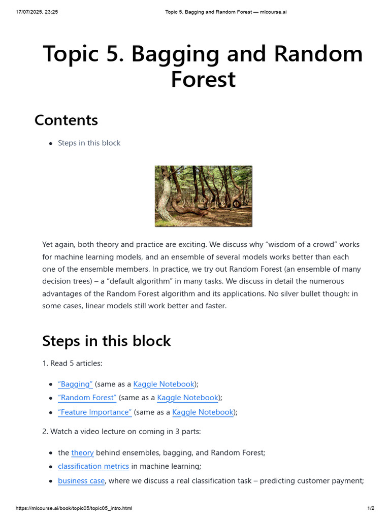 Topic 5. Bagging and Random Forest - Mlcourse - Ai | PDF