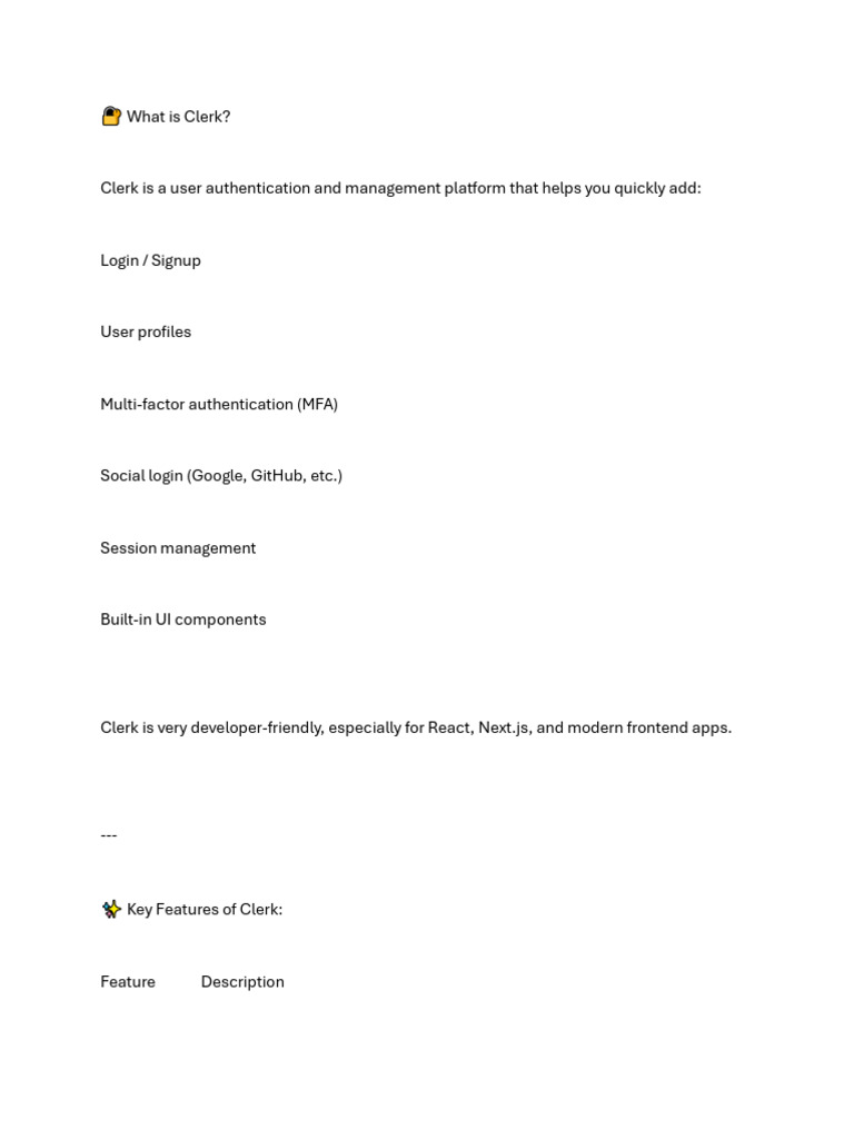 Clerk Authentication App Notes | PDF