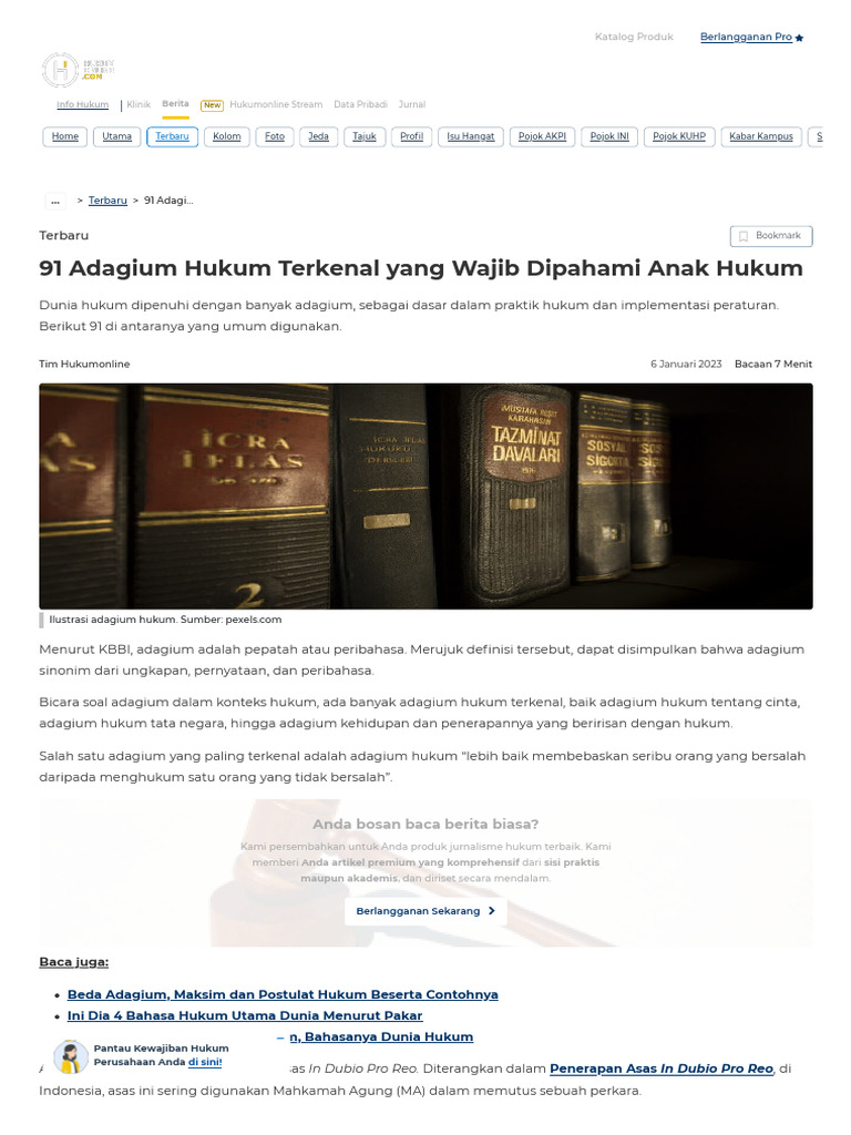 91 Adagium Hukum Penting untuk Anak Hukum | PDF