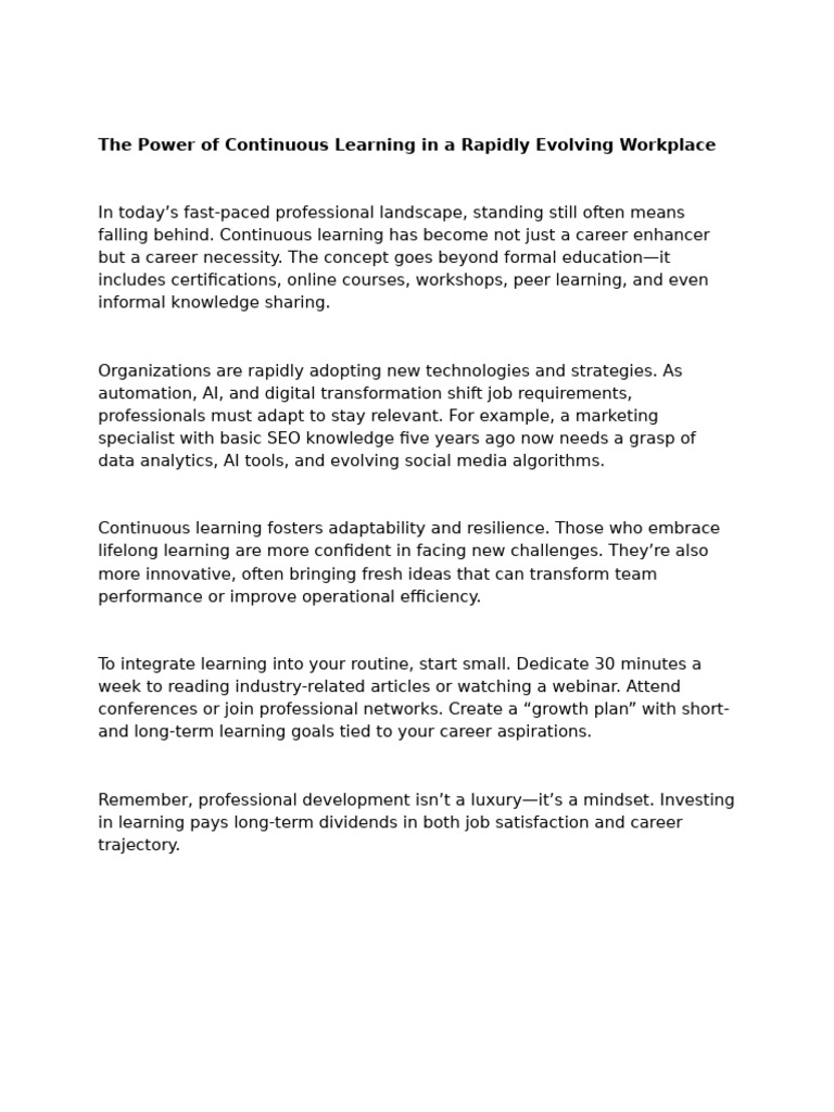 Continuous Learning | PDF