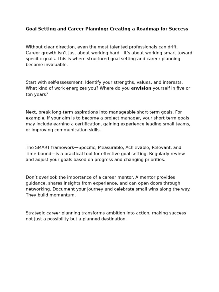Career Planning and Goal Setting Guide | PDF