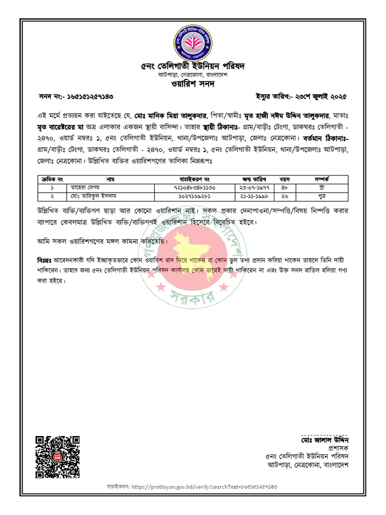 Warish Certificate | PDF