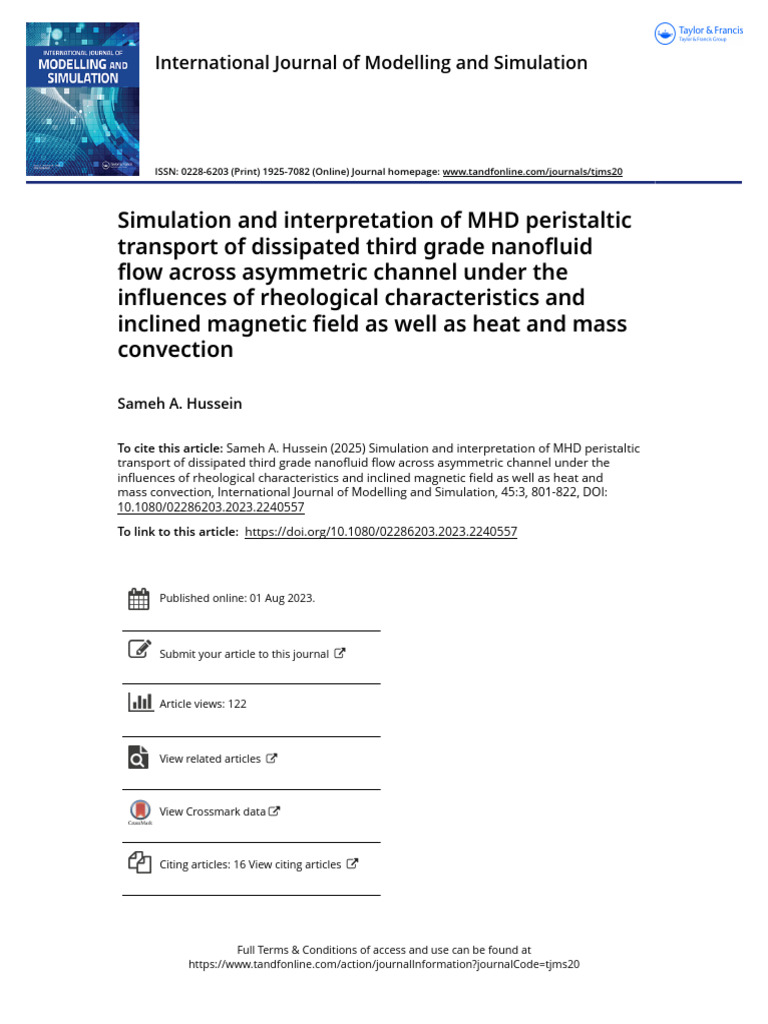 Simulation and Interpretation of MHD Peristaltic Transport of Dissipated Third Grade Nanofluid ...