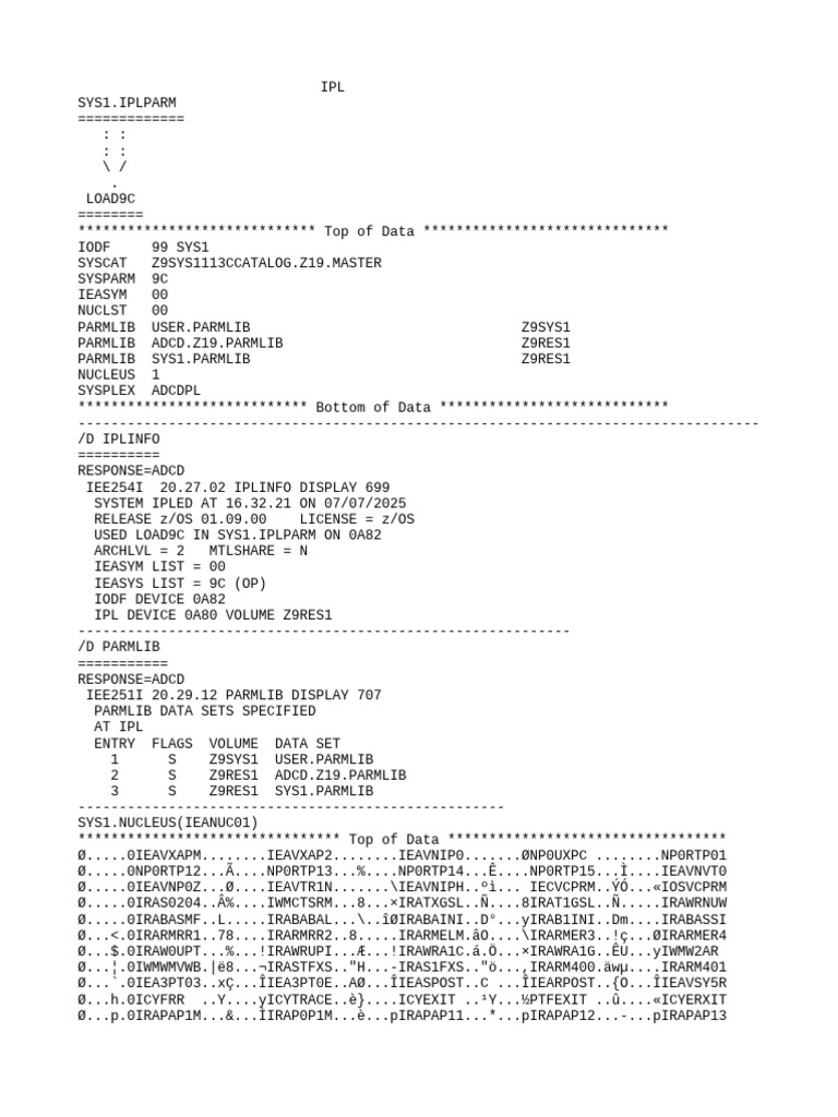 z/OS IPL and PARMLIB Configuration | PDF | Software | Operating System ...