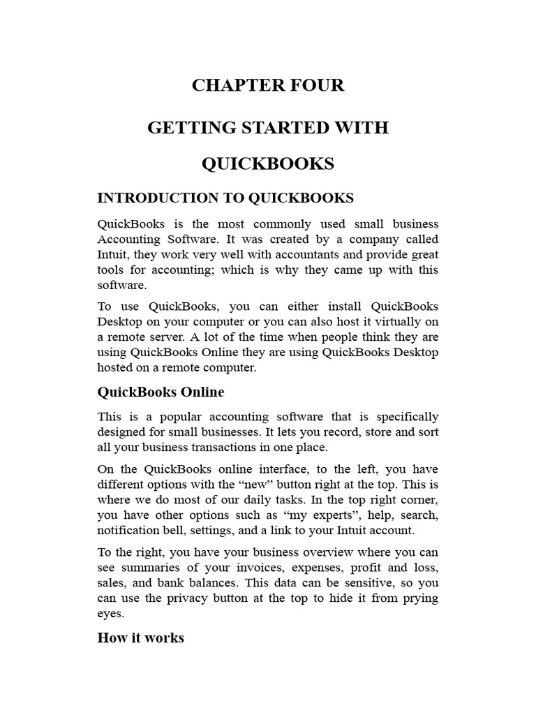 Chapter 4 Getting Started With Quickbooks | PDF | Quick Books | Computing