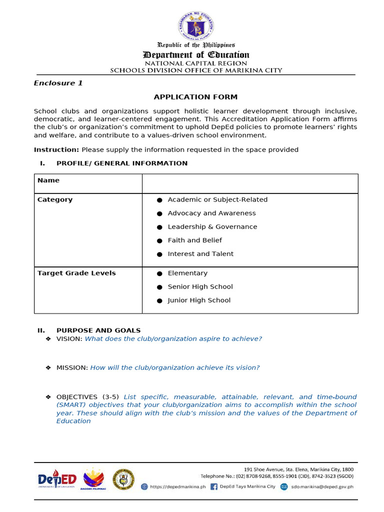 Accreditation Application for School Clubs | PDF | Monitoring And ...