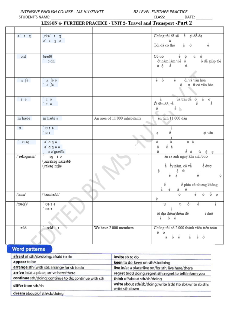 b2 Level - Lesson 4 - Unit 2-Vocabulary - Part 2 | PDF