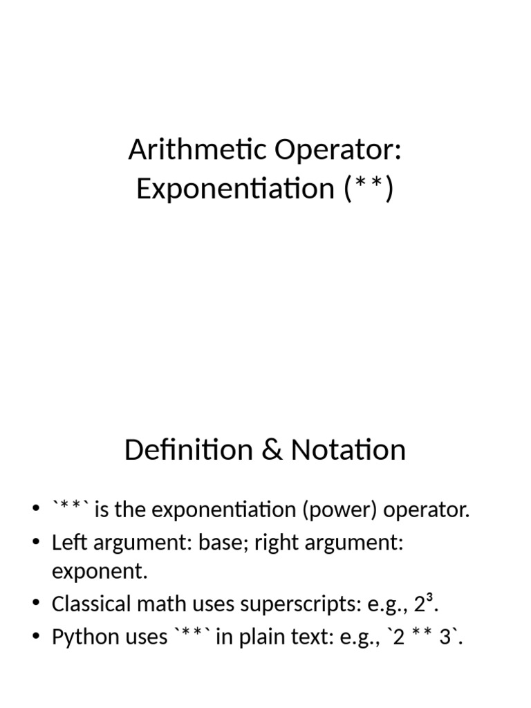 Exponentiation Operator | PDF