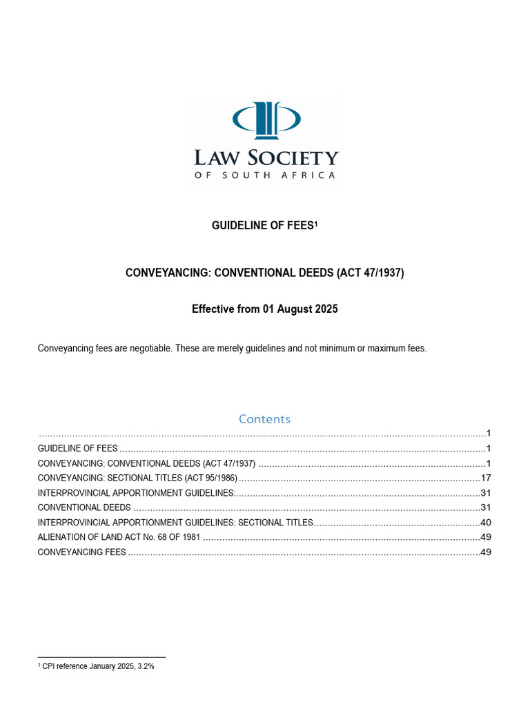 Conveyancing Fee Guidelines 2025 Final | PDF | Mortgage Law | Conveyancing