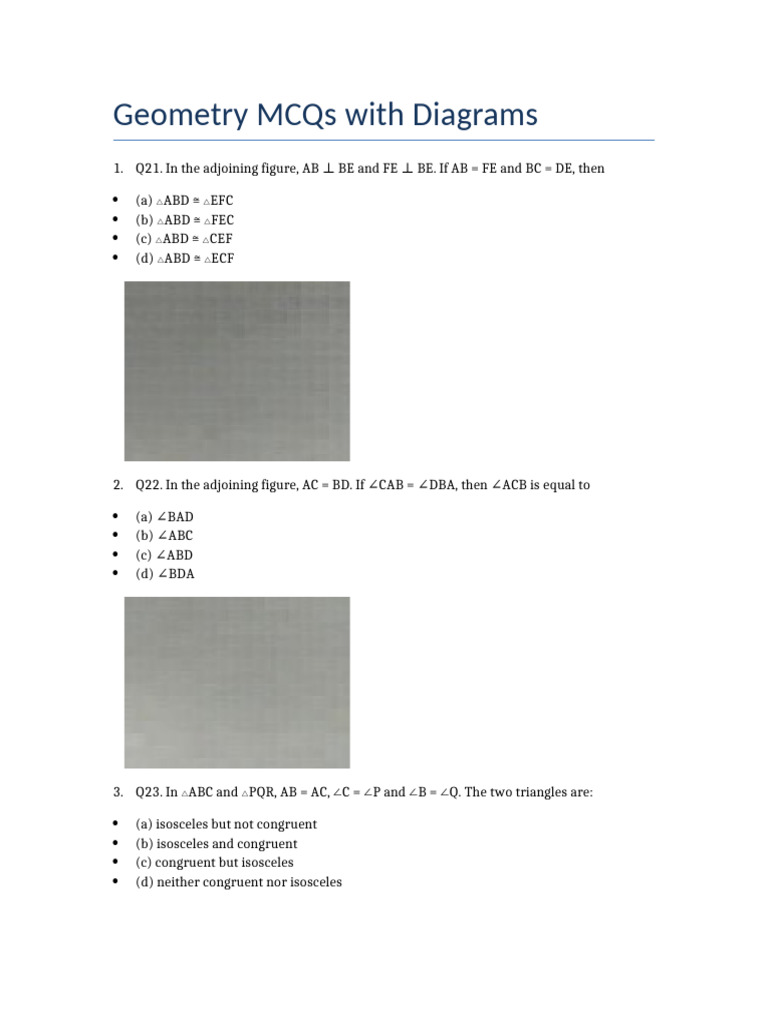 Geometry MCQ With Diagrams | PDF