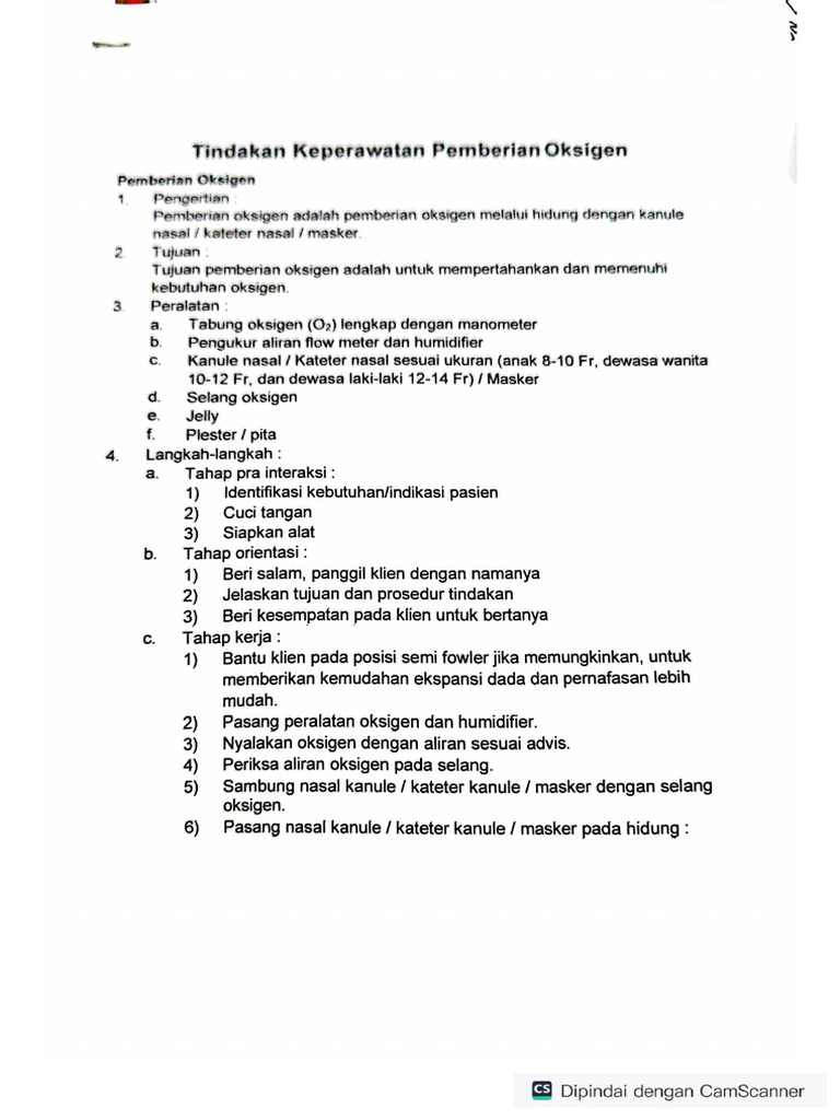 Sop Pemasangan Oksigen | PDF