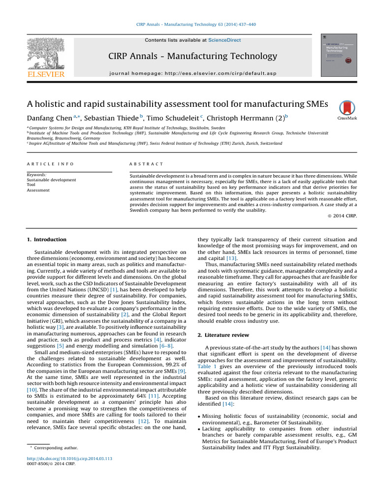 A Holistic and Rapid Sustainability Assessment Tool For Manufacturing ...