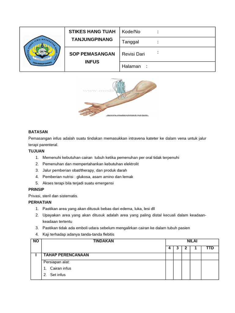 Sop Pemasangan Infus | PDF
