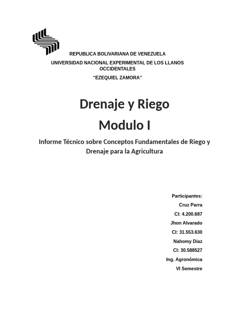 Informe Modulo I | PDF | Riego | Evapotranspiración