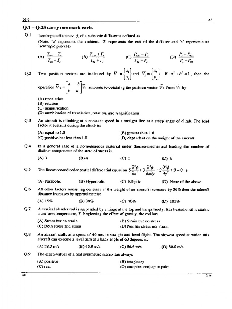 Engineering Exam Questions 2010 | PDF | Mechanical Engineering | Mechanics