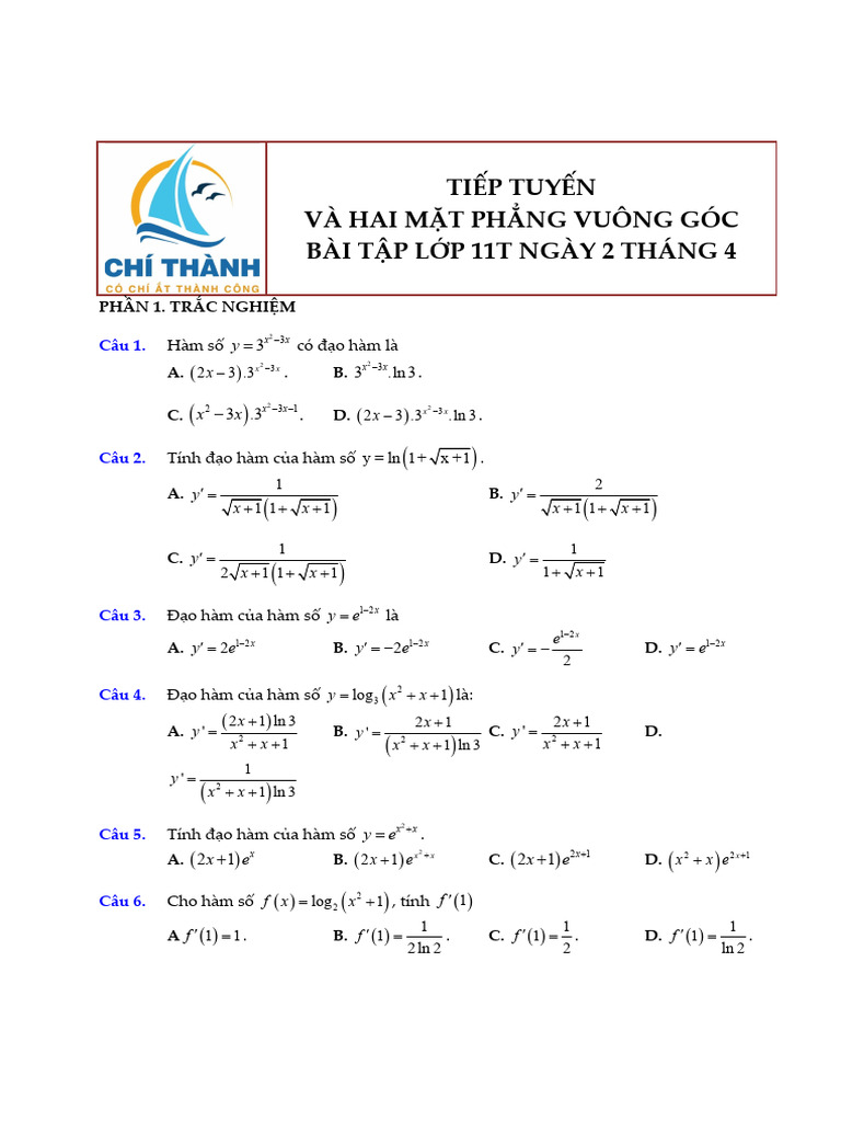 Bai Tap Lop 11T Ngay 2 Thang 4 | PDF