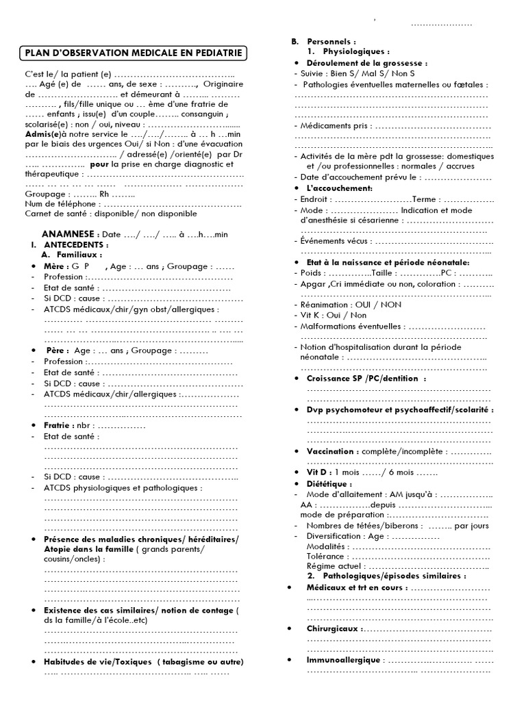 Plan D'observation Médicale en Pédiatrie-5-7 | PDF