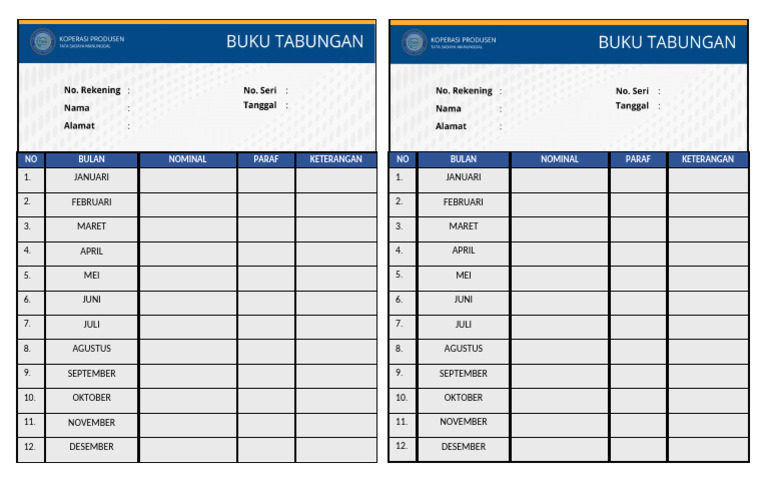 FORM Buku Tabungan | PDF