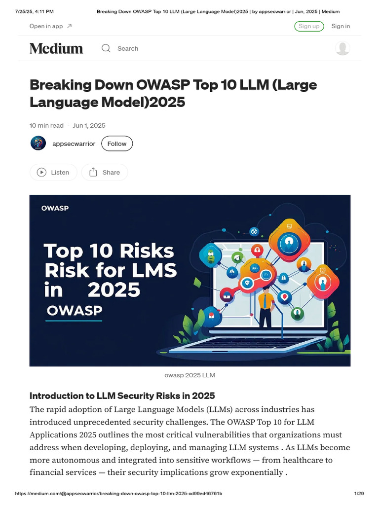 Breaking Down OWASP Top 10 LLM (Large Language Model) | PDF | Computer ...