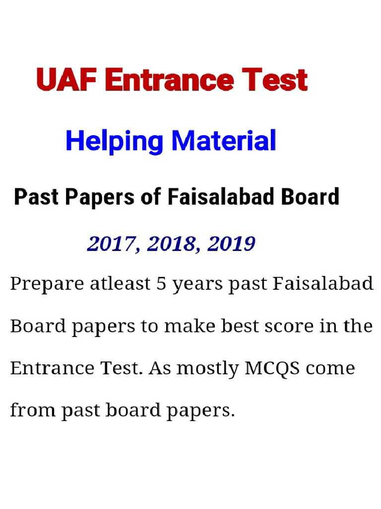 UAF Entrance Test Helping Material | PDF