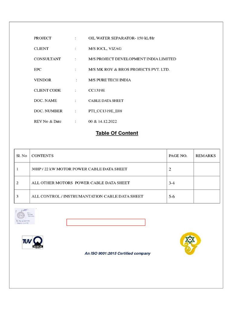 PTI CC1319E E08 Cable Data Sheet R1 | PDF