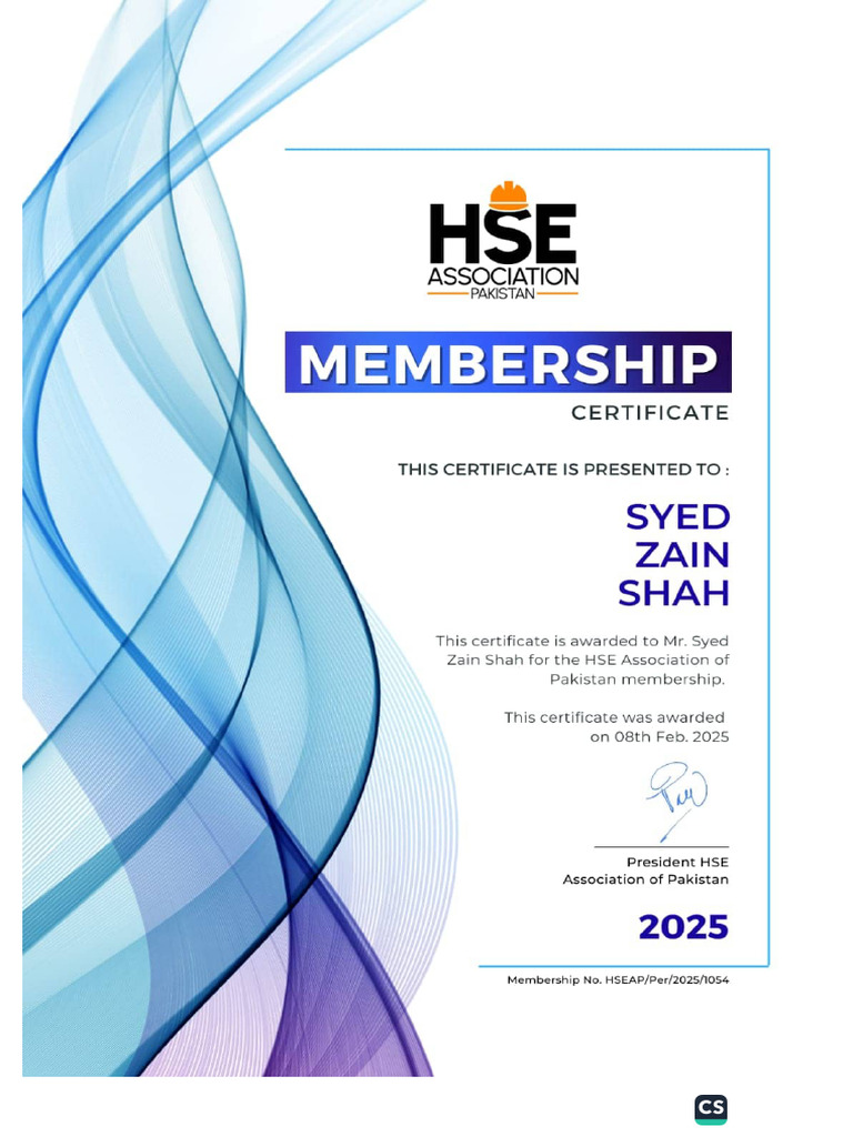 HSE Membership Certificate | PDF