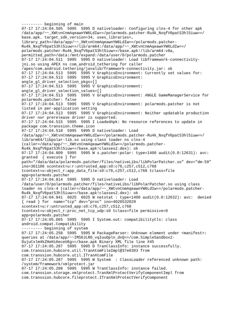 Polarmods - Patcher Logcat | PDF | Java (Programming Language) | Computing
