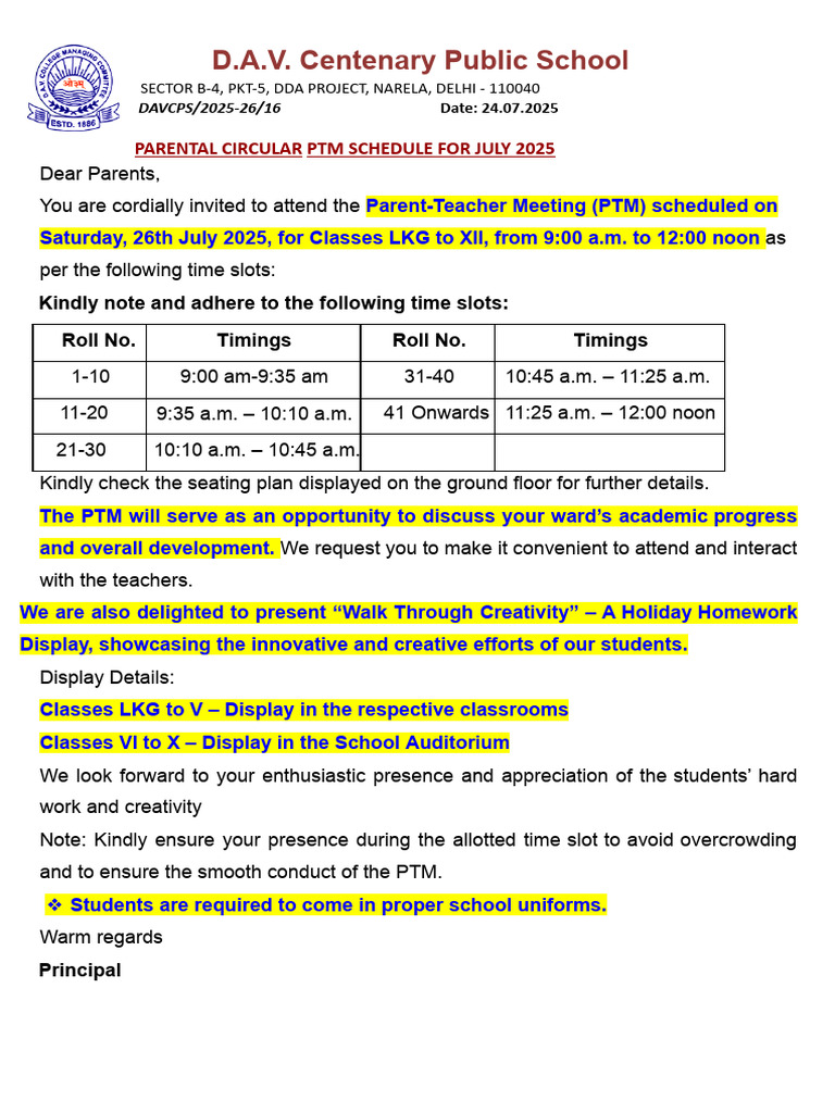 PTM Circular Dated 24 .07.2025 | PDF