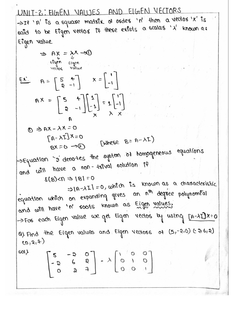 Unit 2 - Eigen Values and Eigen Vectors | PDF | Image Scanner | Computing