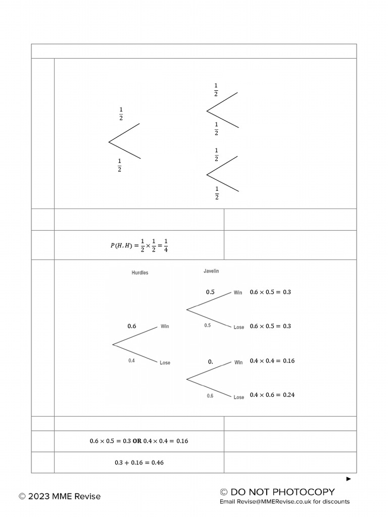 Probability and Tree Diagrams Answers MME | PDF | Mathematical Objects ...