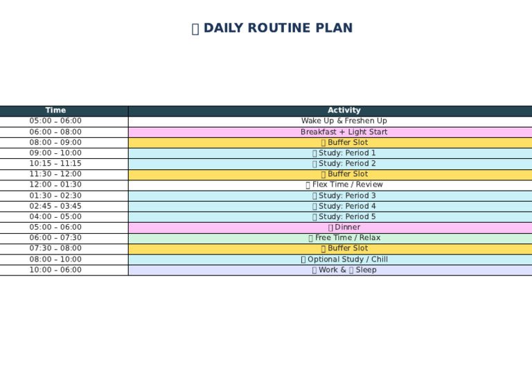Daily Routine A4 | PDF