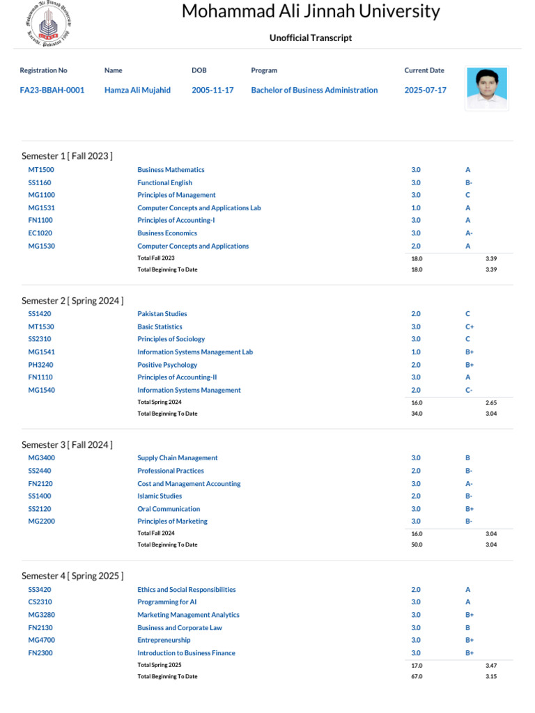Hamza Ali Mujahid Transcript | PDF | Economies | Business