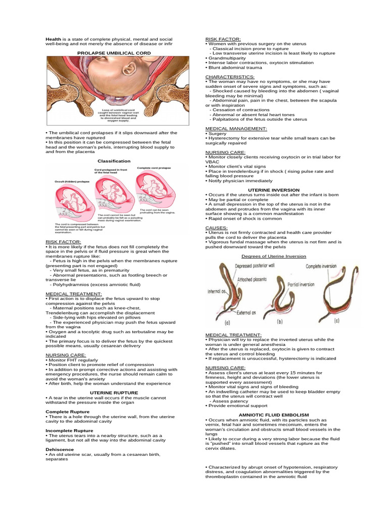 Obstetric Emergencies: Prolapse & Rupture | PDF | Childbirth | Uterus