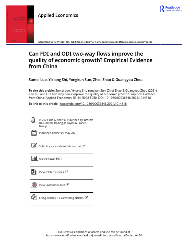 FDI and ODI's Impact on China's Growth | PDF | Economic Growth | Gross ...