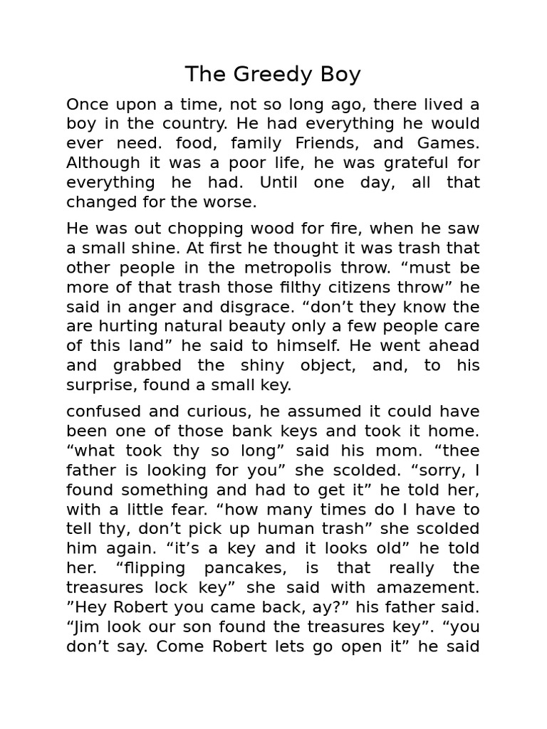 The Greedy Boy | PDF