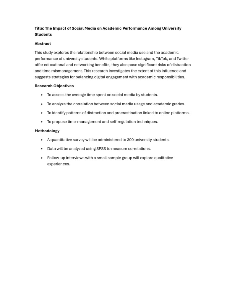 The Impact of Social Media On Academic Performance Among University ...